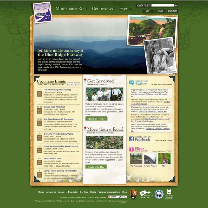 Blue Ridge Parkway Launches Official 75th Anniversary Web Site : 7.1.09 ...