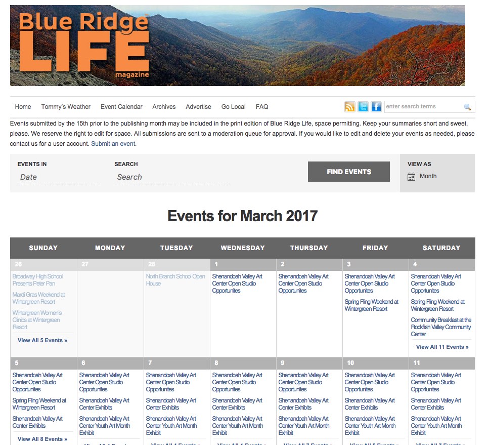 Enter Your Events Into Our Online Calendar For Thousands To See Each ...