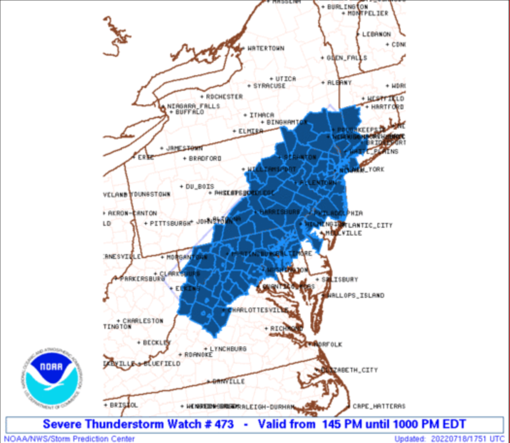 Severe Thunderstorm Watch For Parts Of The Area Until 10 PM - Cancelled ...