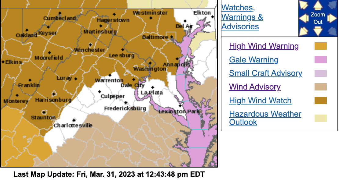 High Wind Warning : Portions Of Blue Ridge Saturday Into Sunday AM ...